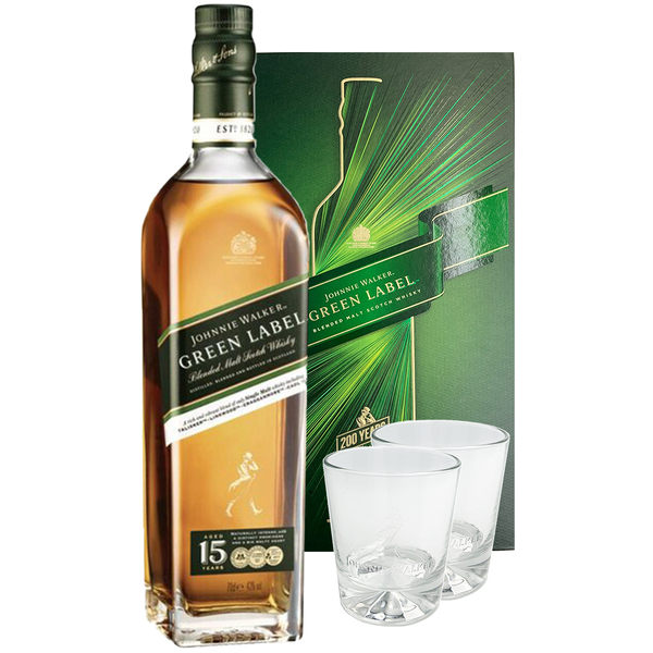 Buy Johnnie Walker 15 Year Green Label 700ml Gift Pack with 2 Glasses ...